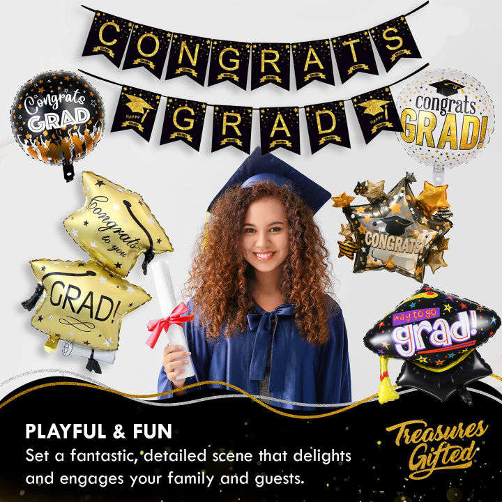 Happy Graduation Party Decorations Congratulations Balloon Set GRAD ...