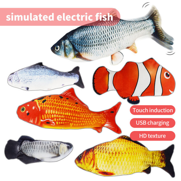 USB Electric Charging Simulation Fish Cat Pet Interactive Cat Toys ...