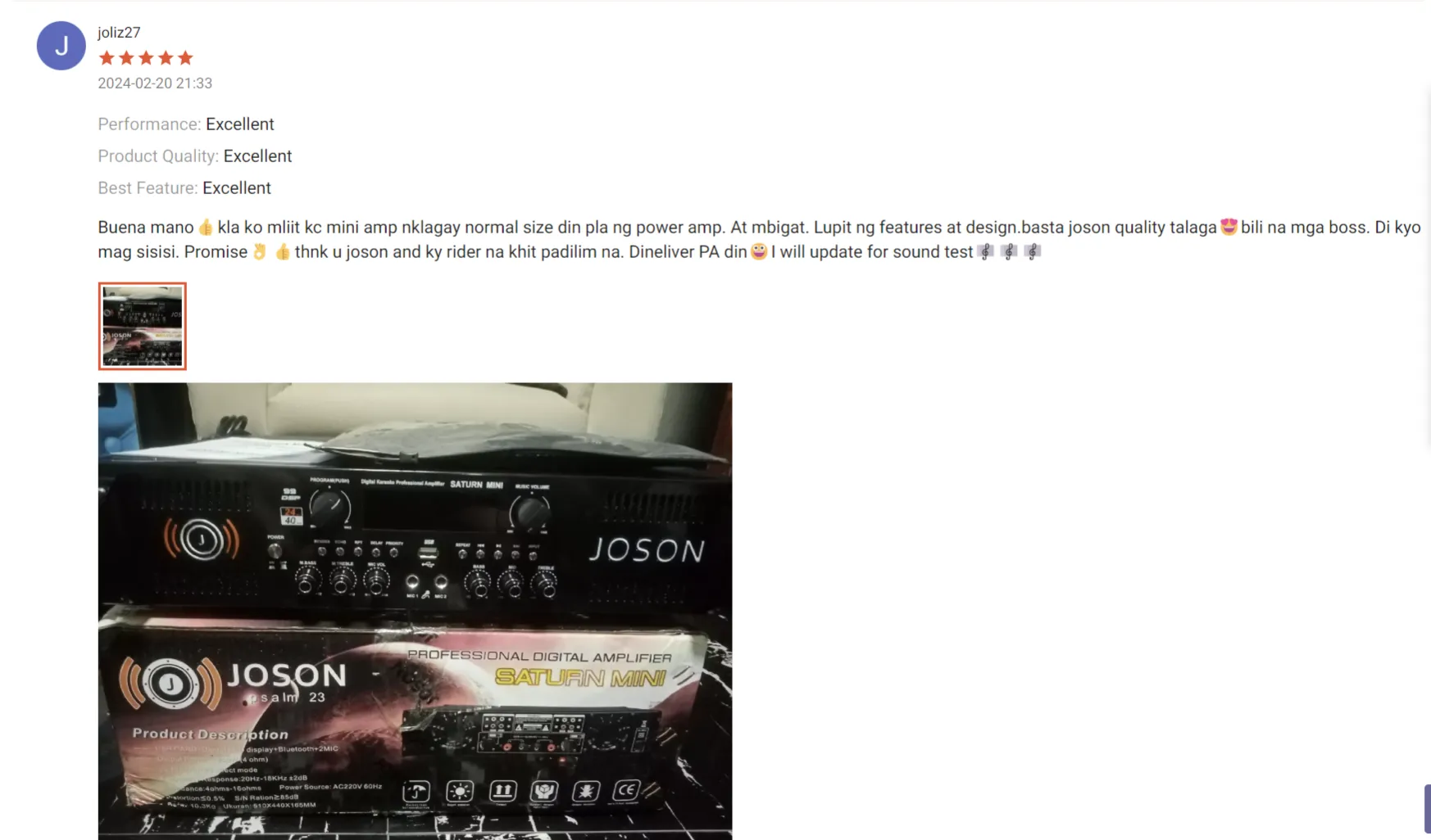 JOSON SATURN MINI Professional Digital Power Amplifier 1350W PMPO USB ...