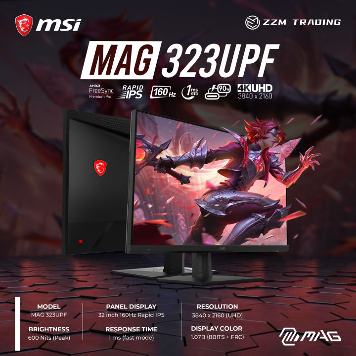 MSI MAG 323UPF | 322UPF Gaming Monitor 32" inch 160Hz Rapid IPS 3840 x 2160 (UHD) 1ms 600 Nits ...