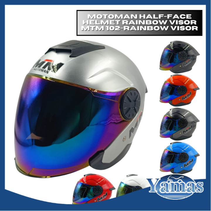 MOTOMAN HALF FACE HELMET RAINBOW VISOR MTM-102-RAINBOW MOTORCYCLE ...