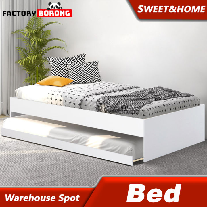 READY STOCK Wooden Single Bed Frame - White | Lazada PH