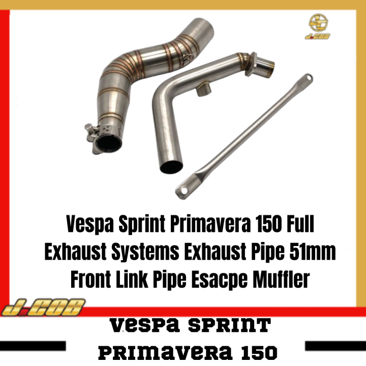 Vespa Sprint Primavera 150 full exhaust systems exhaust pipe 51mm front ...