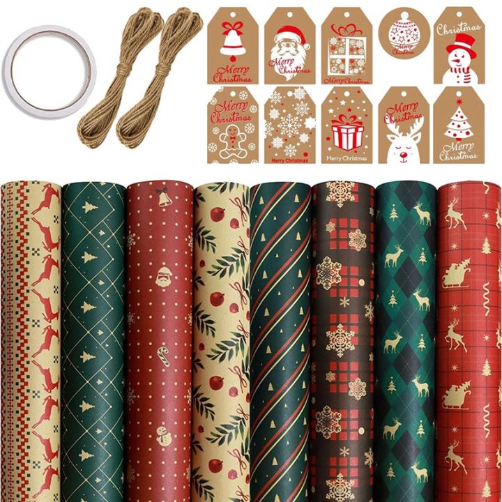 8 Sheets ,for Christmas Birthday Party Wrapping Paper Gift Wrap Papers ...