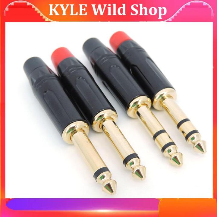 KYLE Wild Shop 2 Pole Mono 3 Pole Stereo Jack 6.35mm male Connector Gold-Plated 6.5MM 1/4 Inch ...