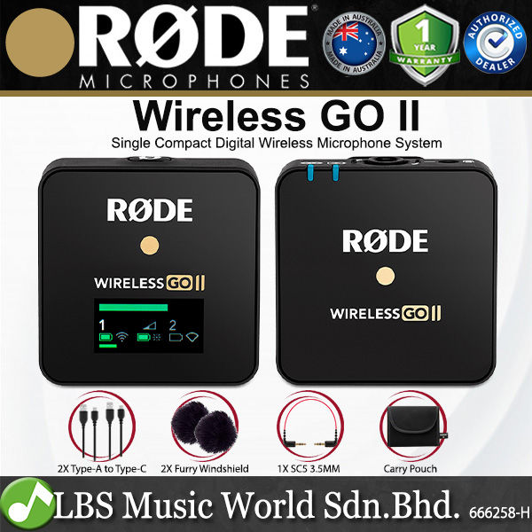 Rode Wireless GO II Compact Wireless Mic Microphone System and Recorder ...