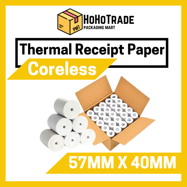 1roll Coreless Thermal Receipt Paper Roll 57mmx40mm / 80mmx80mm ...