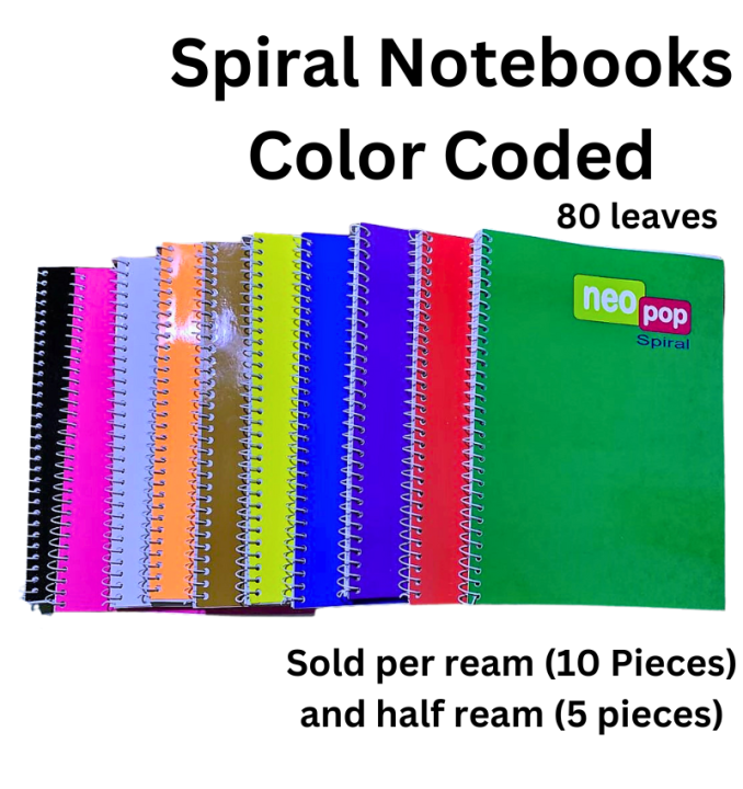 10pcs. Spiral Notebooks or Writing Notebooks Color Coded 80 Leaves for ...