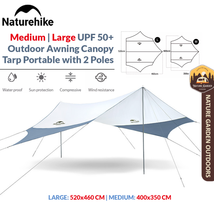 Naturehike Outdoor Medium | Large Canopy Awning Tarp with 2 Poles ...