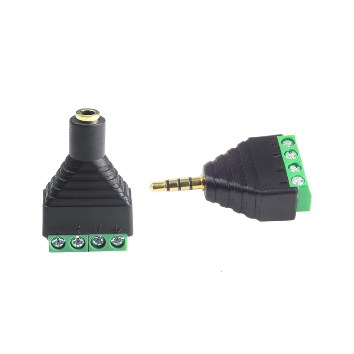 Male Female Video 3.5mm 4 Pin Stereo Male to Screw Terminal Stereo Port ...