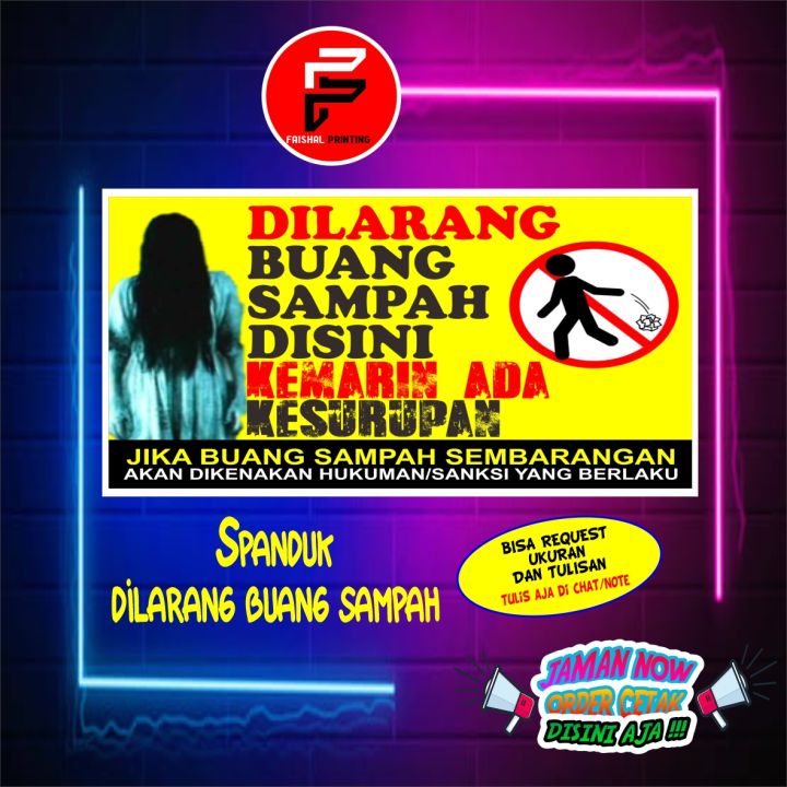 Spanduk Banner Larangan Buang Sampah Sembarangan Ukuran 2 x 1 meter ...