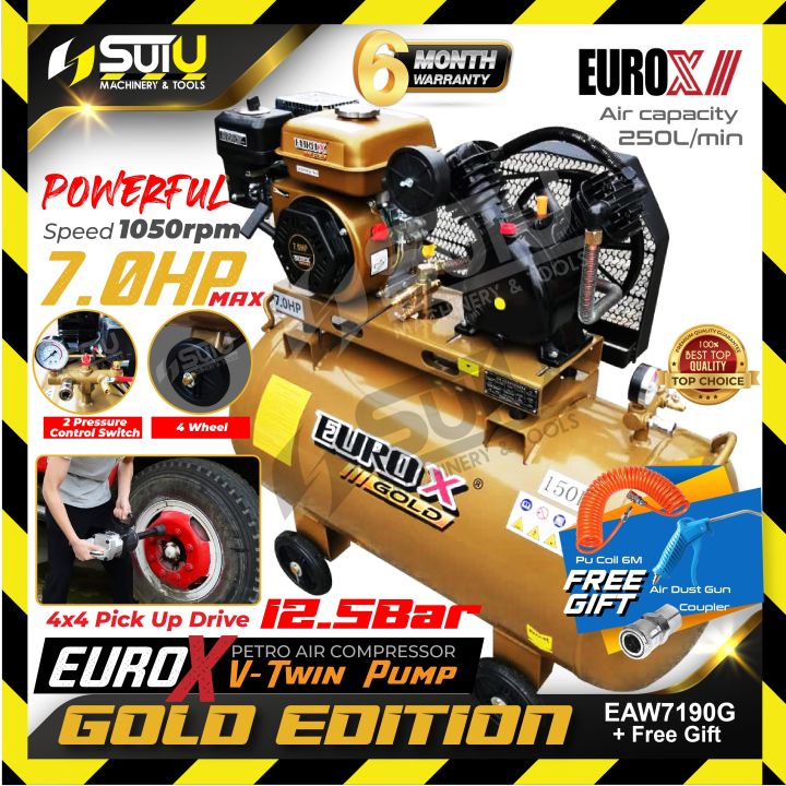 EUROX GOLD EAW7190 / EAW7190G / EAX7190 150L 7HP 12.5BAR Air Compressor 1050RPM | Lazada