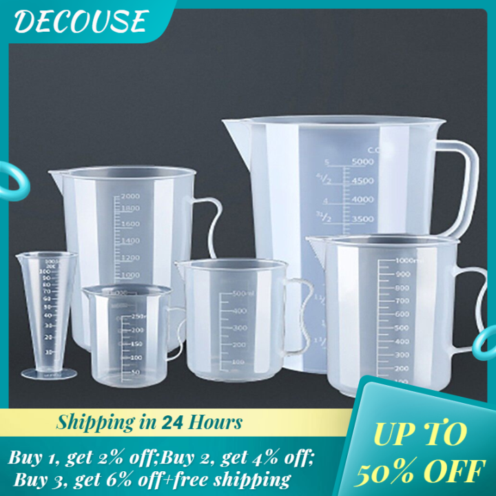 250/500/1000/2000ml Measuring Jug Plastic Beaker Transparent Kitchen ...