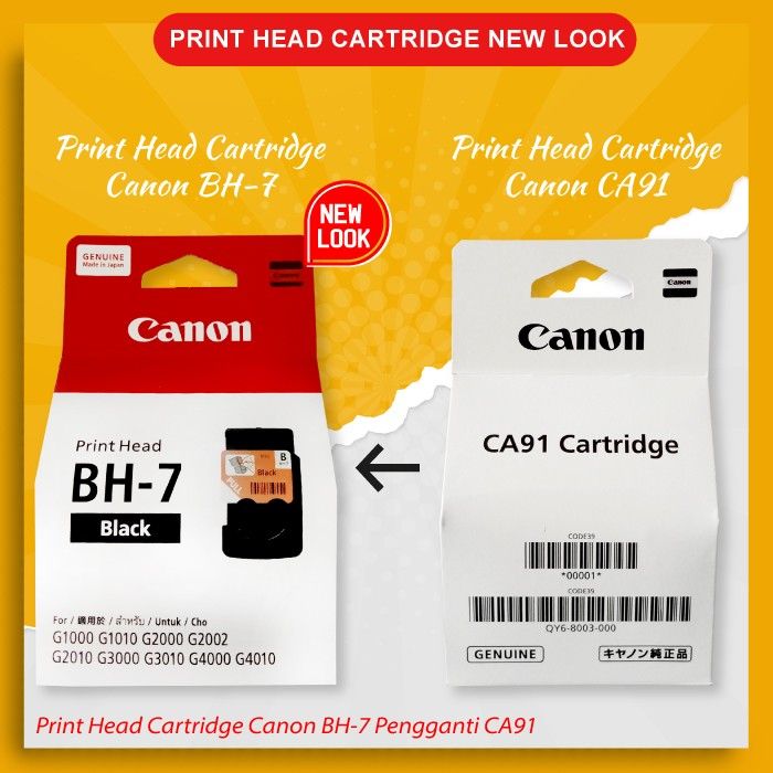 Print Head Cartridge CA91 CA92 BH7 Tinta Canon G1000 G2000 G1010 G2010 ...