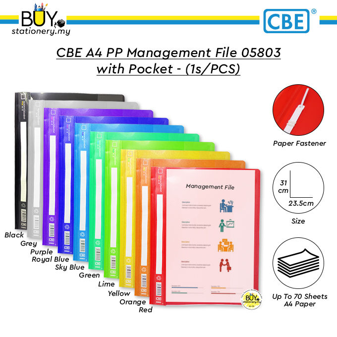 CBE A4 PP Management File 05803 with Pocket -(1/PCS) Fail Student PVC ...