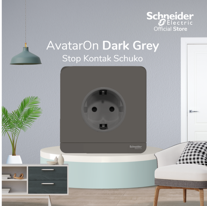 Schneider Electric AvatarOn Stop Kontak Schuko - Dark Grey | Lazada ...