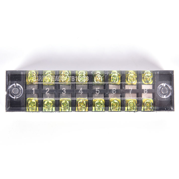 TrailB 600V 15A 8 Positions Dual Rows Covered Barrier Screw Terminal ...