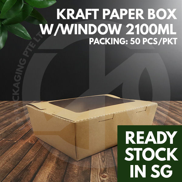 Kraft Paper Window Box 2100W / Brown Paper Lunch Box / Takeaway Box ...