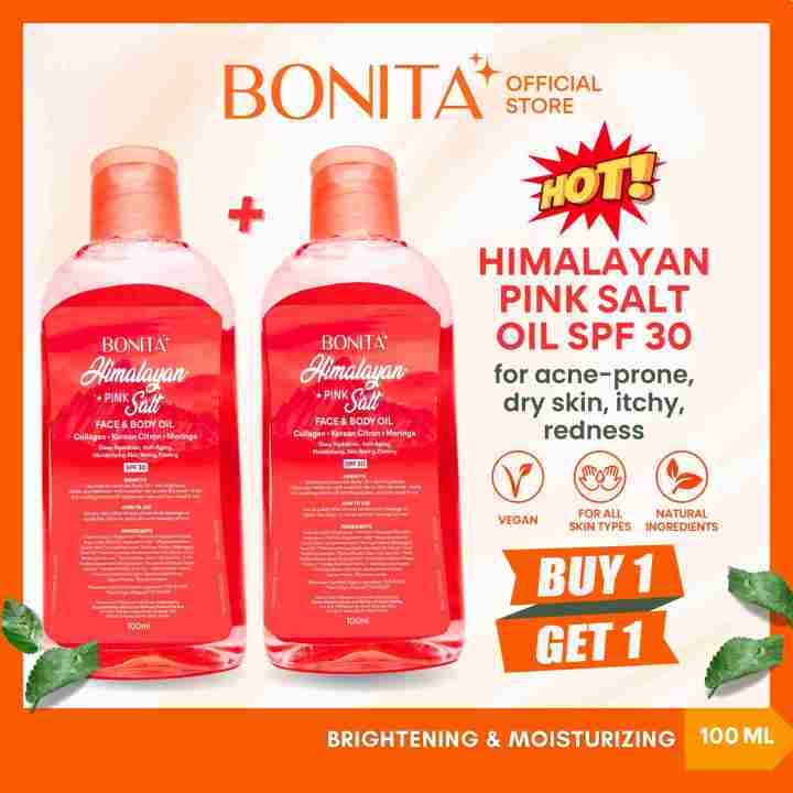 Bonita Himalayan Pink Salt Face and Body Oil with SPF 30, Korean Citron ...