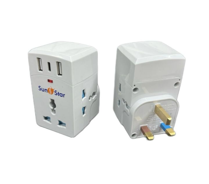 Sunstar 13A 3WAY Multiple Adaptor Multi way Adaptor 13A Plug Socket ...