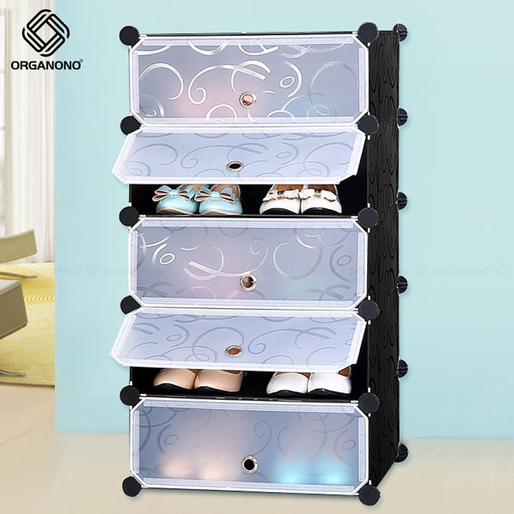 Organono DIY BIG Shoe Cabinet Rack with Door Cover Organizer Stackable ...