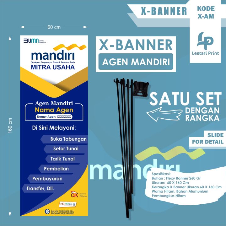 X BANNER AGEN MANDIRI 1 SET DENGAN RANGKA / MANDIRI / LESTARI PRINT ...