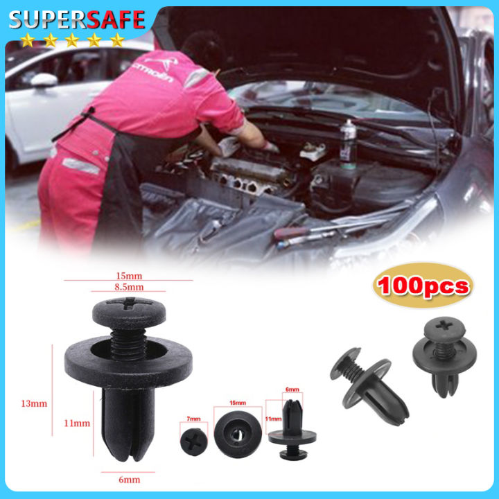 100pcs Universal Push Retainer Pin Rivet Auto Fastener Clip Car Roof ...