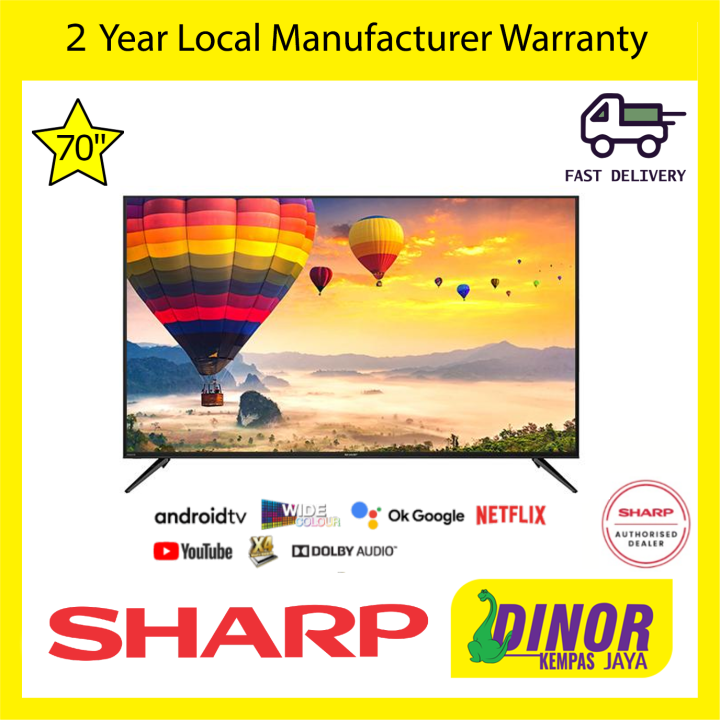 Sharp 70’’ 4K UHD Android Smart TV 4TC70CK3X X4 Master Engine Pro II ...