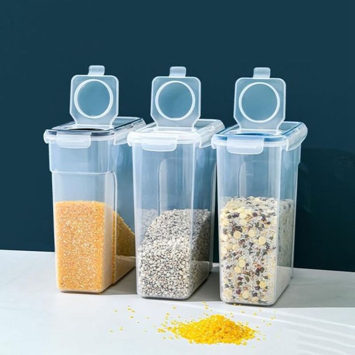 J2UQR3 Plastic Cereal Storage Container Transparent Sealed Food Storage ...
