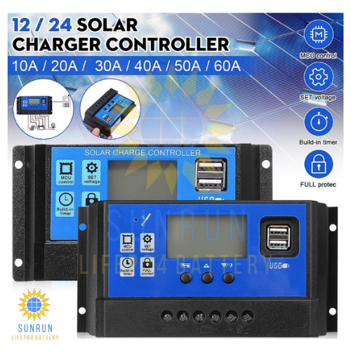 Solar Panel Regulator Charge Controller YJSS - 10A 20A 30A 40A 50A 60A PWM 12V/24V with LCD ...
