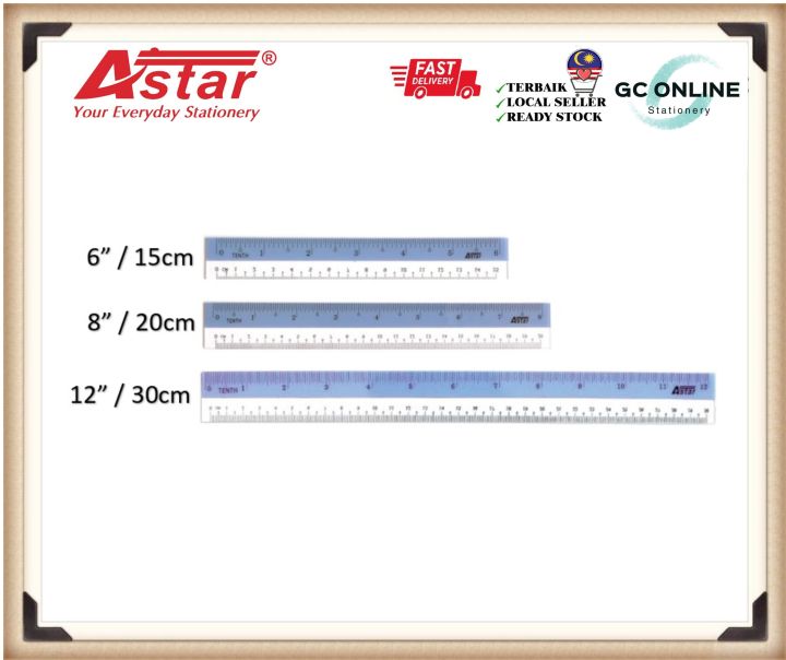 Astar Straight Ruler (15cm,20cm,30cm) / Pembaris Plastik / Pembaris Pendek / Pembaris Panjang ...