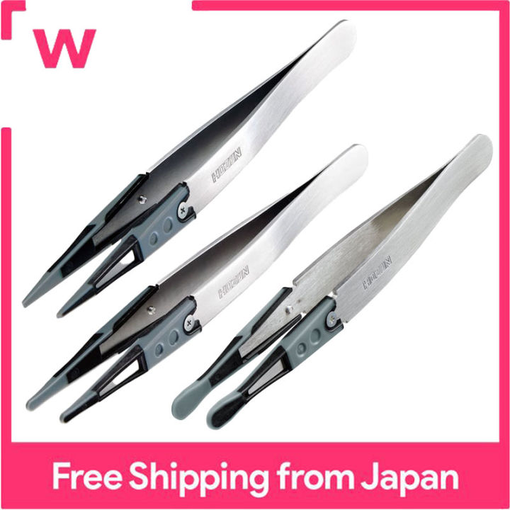 แหนบป้องกันไฟฟ้าสถิตสแตนเลสของ HOZAN พร้อมพลาสติกเปลี่ยนปลายอ่อน P-640-J/P-643-J/P-645-J ผลิตใน ...