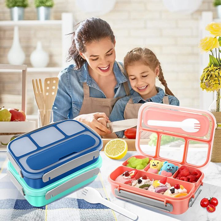 1300ML Bento Box With 4 Compartments Lunch Box For Kids Adults Toddler ...