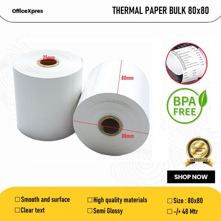 Thermal Paper 80x80 Bulk / Kertas Thermal Roll 80 x 80 / Kertas Struk ...