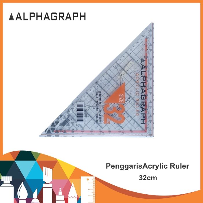 Alpha Graph Acrylic Ruler 32cm Penggaris Segitiga | Lazada Indonesia