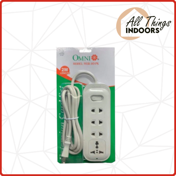Omni Extension Cord Set w/ Universal Outlet and Switch 2,500W 10A 250V ...