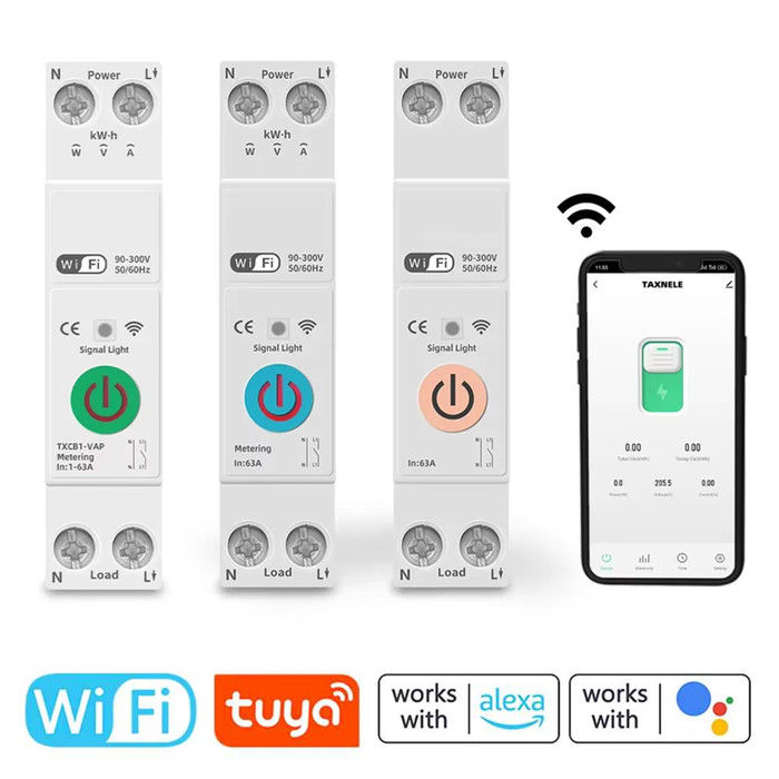 MCB 1P 300V 63A 3 MODE WIFI TUYA KWH METER TIMER CIRCUIT BREAKER SMART ...