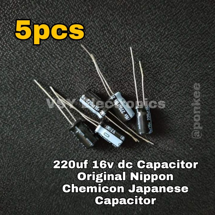220uf / 220UF / 220uF 16 volts dc Capacitor Original Nippon Chemicon Japanese Capacitor 5pcs ...