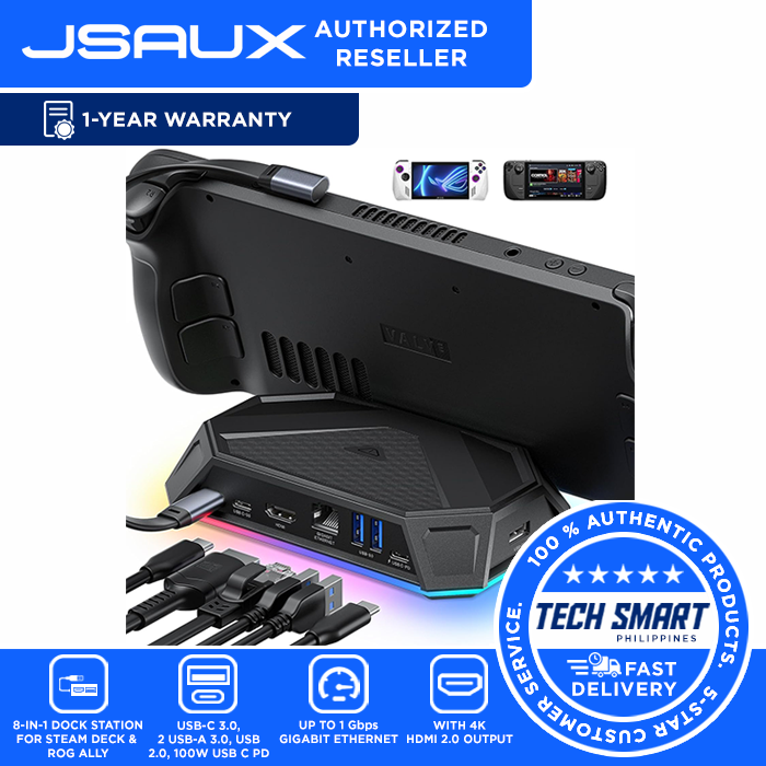 JSAUX RGB Docking Station for Steam Deck & ROG Ally, 8-in-1, 12-in-1 with HDMI 2.0 4K 60Hz ...