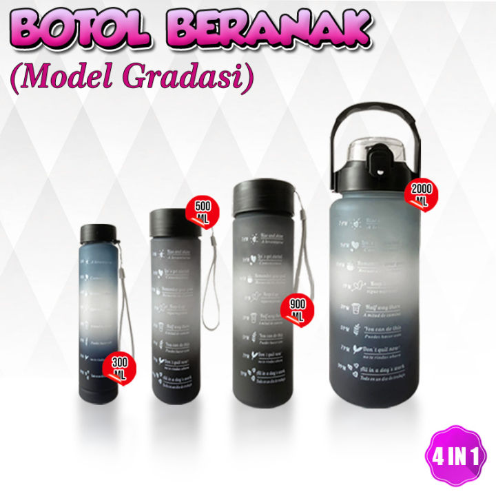 (SS) Botol Viral 4in1 Beranak 4 Gradasi 3 Warna 2000mL+900ml+500ml+300ml Free Sticker | Lazada ...