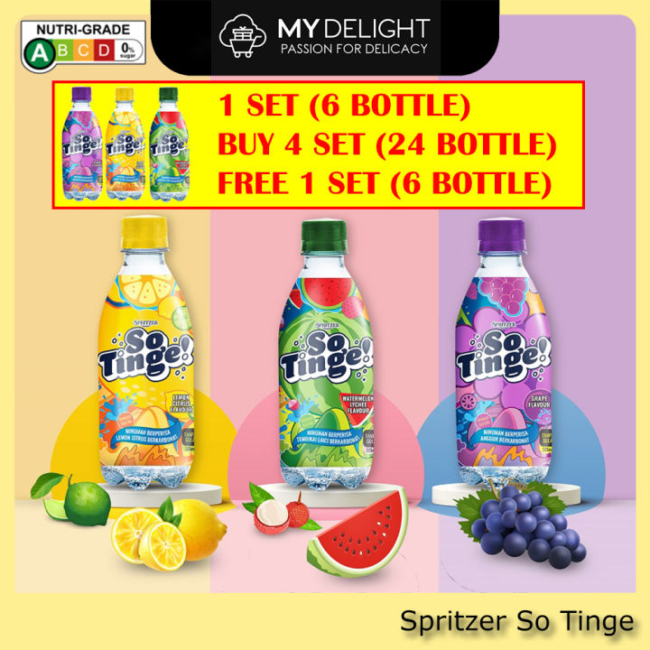 (24 Bottle) Spritzer So Tinge Grape Lemon Lime Lemon Citrus Watermelon Lychee Sprakling ...