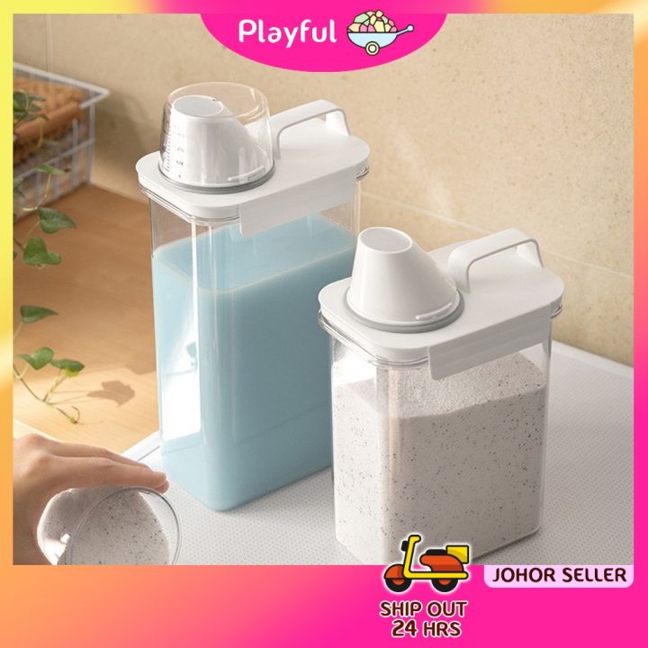 【PLAYFUL】Household Washing Powder Liquid Storage Box with Measuring Cup ...