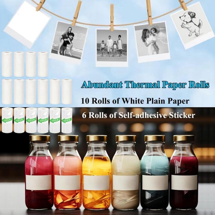 (THFX) 16 Rolls Mini Thermal Printer Paper, Including 6 Rolls Thermal ...