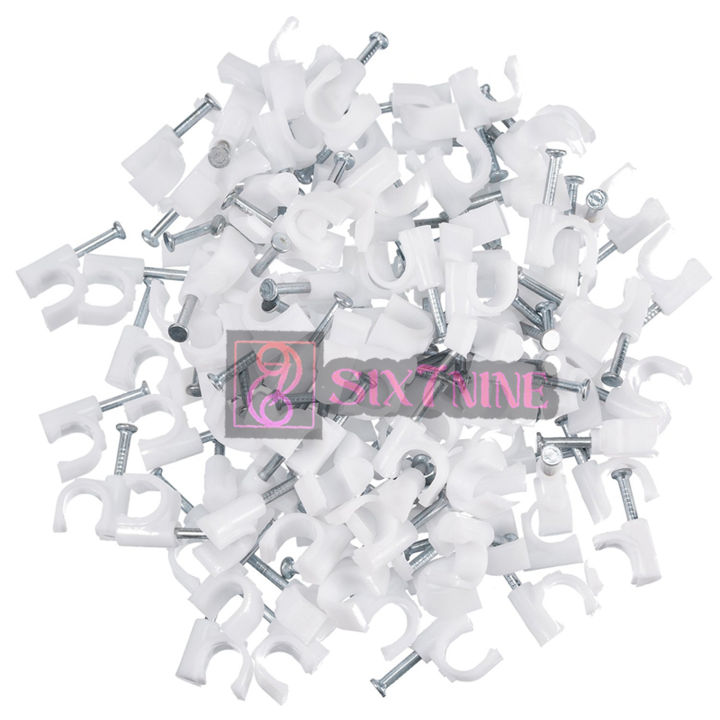SSN 100pcs/bag10mm round steel nail cable clamps for Ethernet LAN cable ...