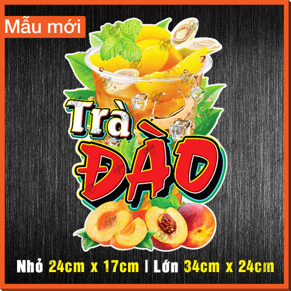 Miếng dán TRÀ ĐÀO trái cây thức uống decal đồ trang trí cà phê quán trà ...