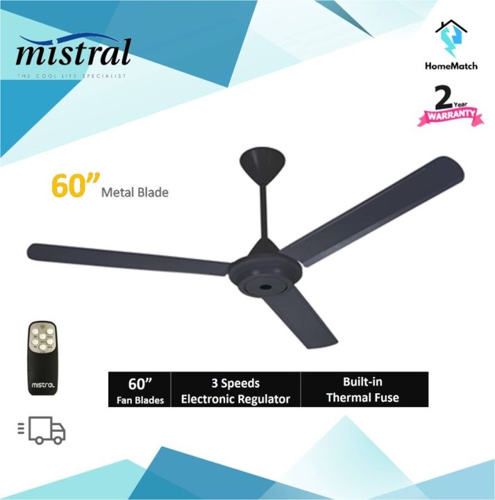 Mistral 60" 3 Metal Blade Ceiling Fan MCF680R | Lazada