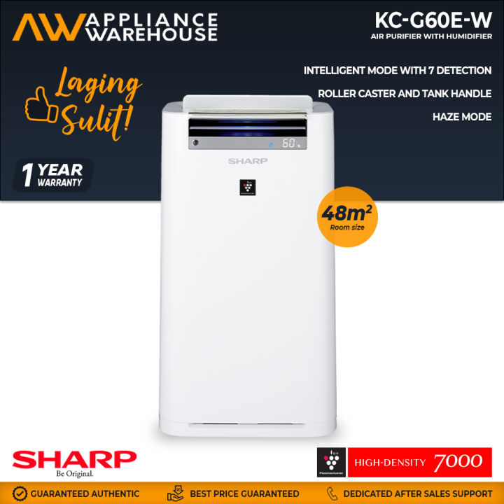 Sharp KC-G60E-W Air Plasmacluster Air Purifier with HUMIDIFIER ...