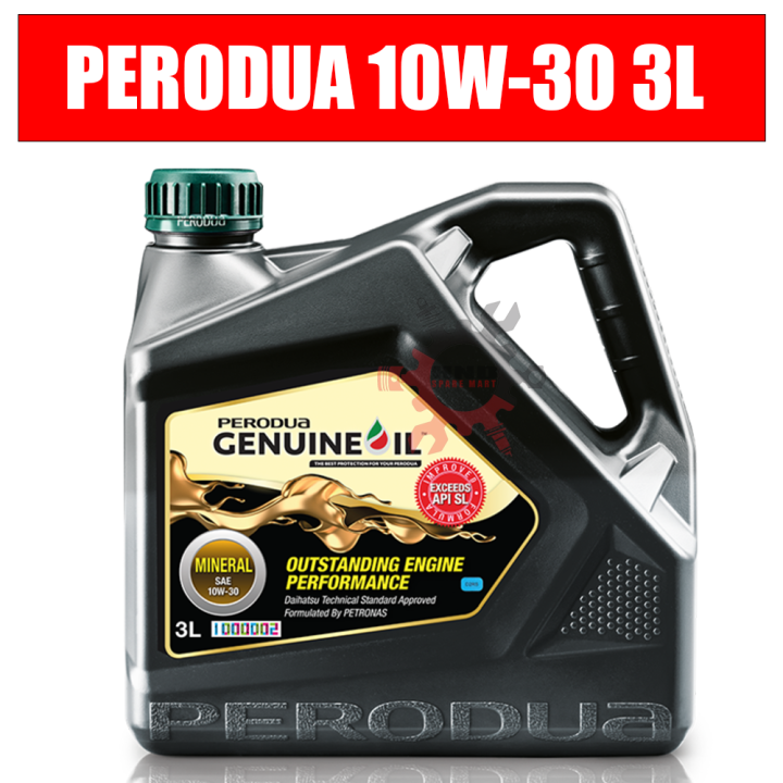 PERODUA ENGINE OIL MINERAL 10W-30 API SL 10W30 ENGINE OIL 3L | Lazada