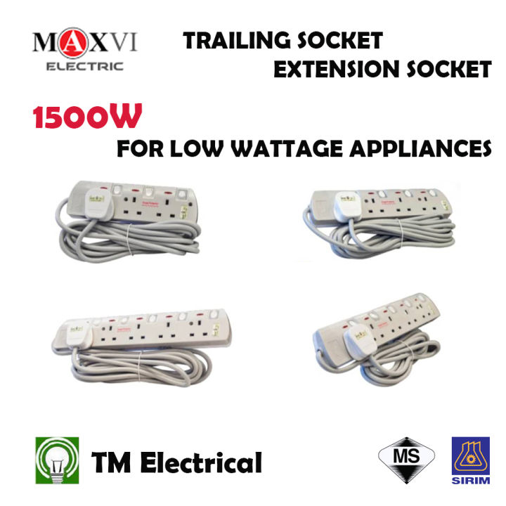 Max Maxvi Electric Full Sirim Trailing Socket Surge Protector Extension 13a Plug Socket 2