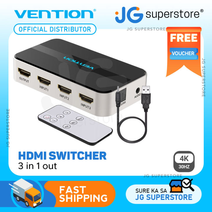 Vention 3 in 1 out HDMI Switcher 4k 30Hz Aluminum Alloy Remote ...